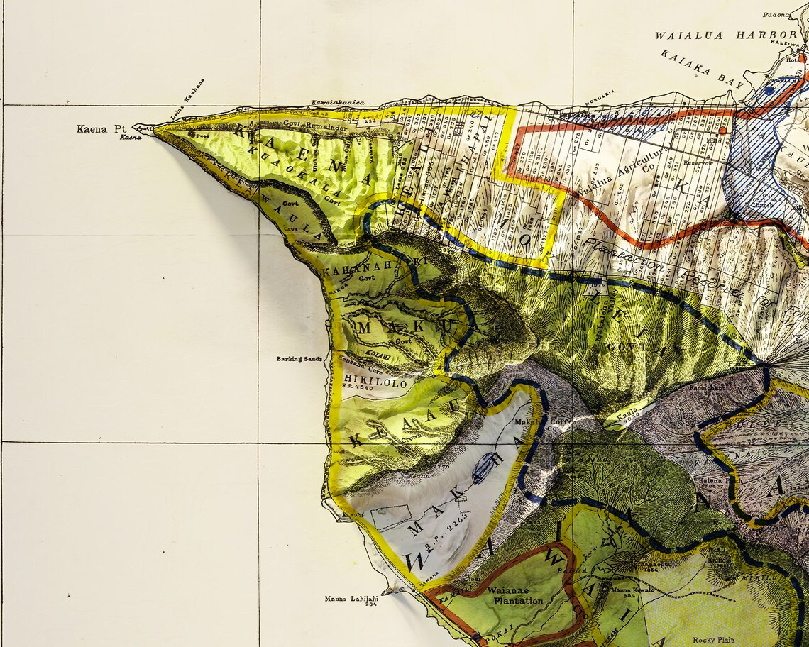 Hawaii - Island of Oahu - Topography - Etsy