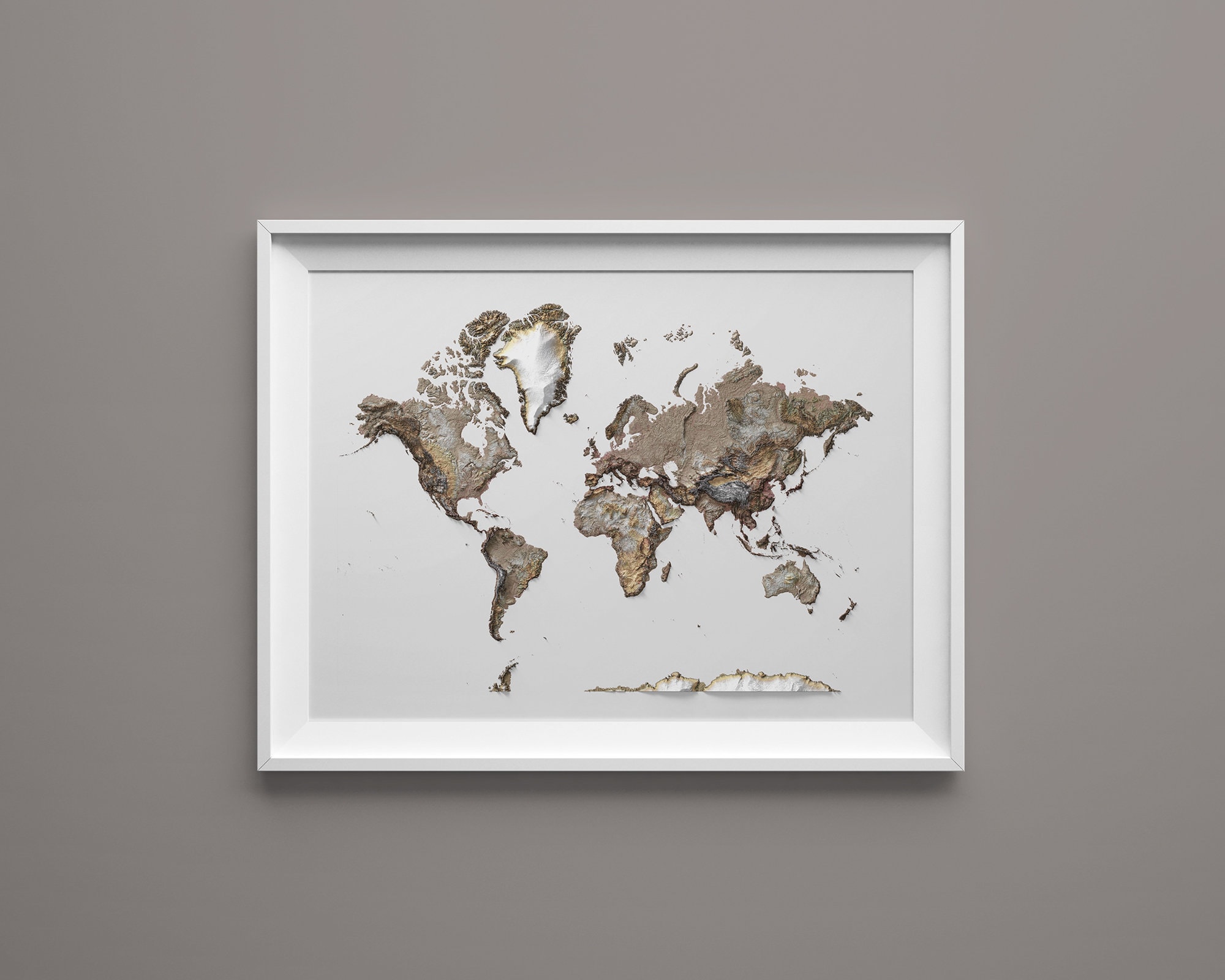 World - Hypsometric Tint 1 - Etsy