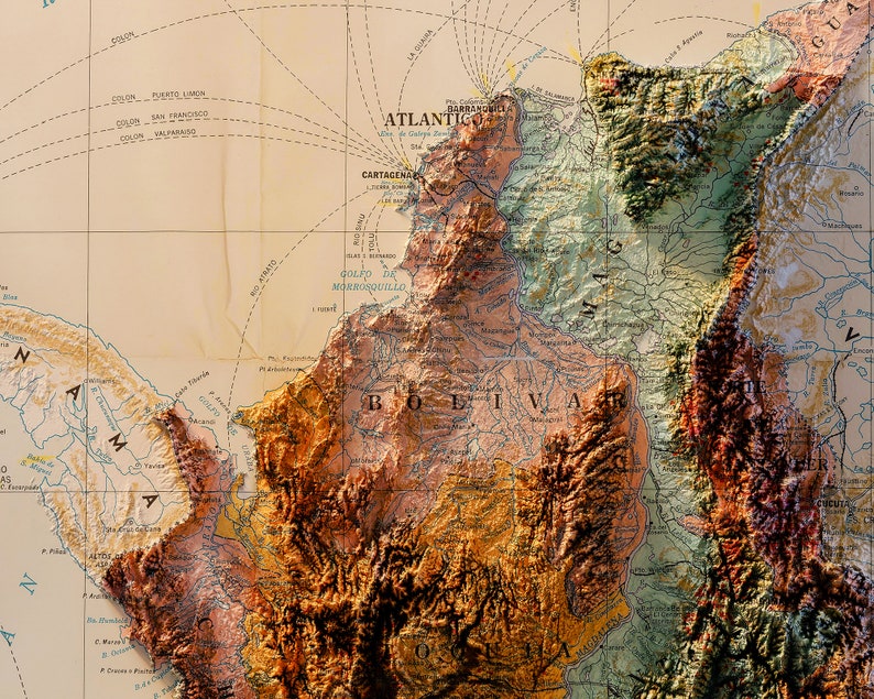 Colombia Coffee Map - Etsy