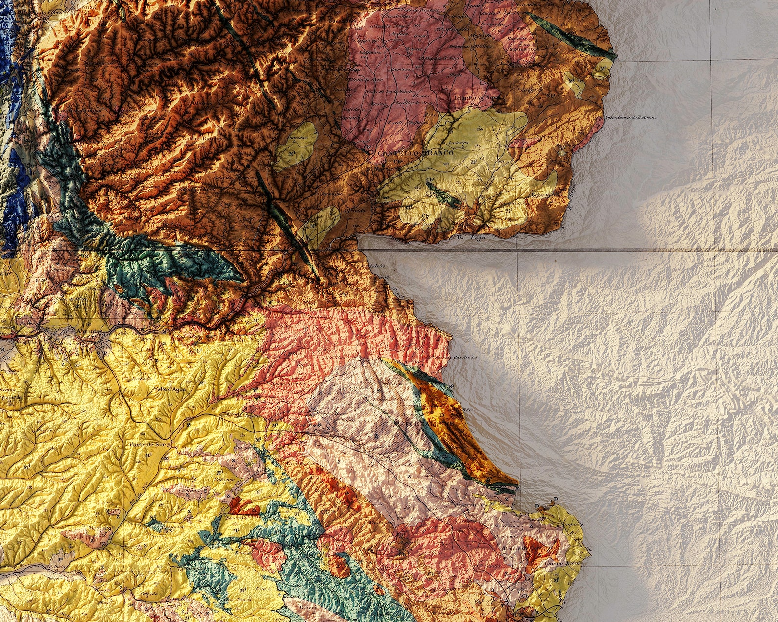 Portugal - Geological Map - Etsy