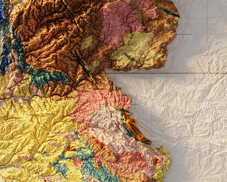 Portugal - Geological Map - Etsy