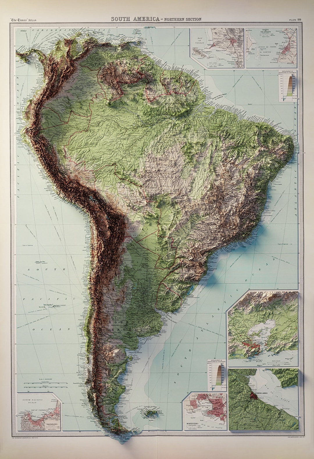 South America - Topography - Etsy