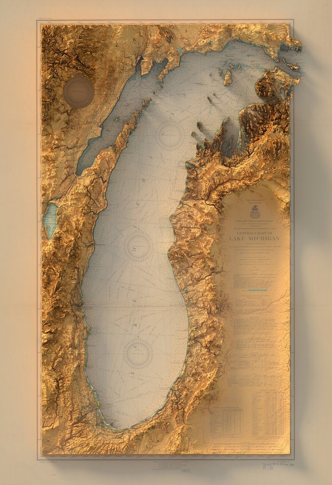 Lake Michigan- Nautical Chart - Etsy