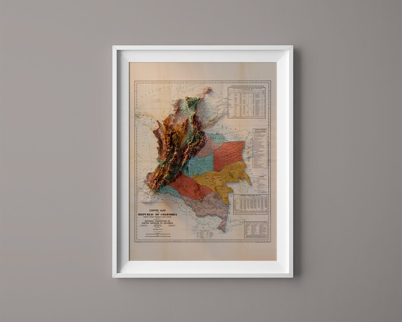 Colombia Coffee Map - Etsy