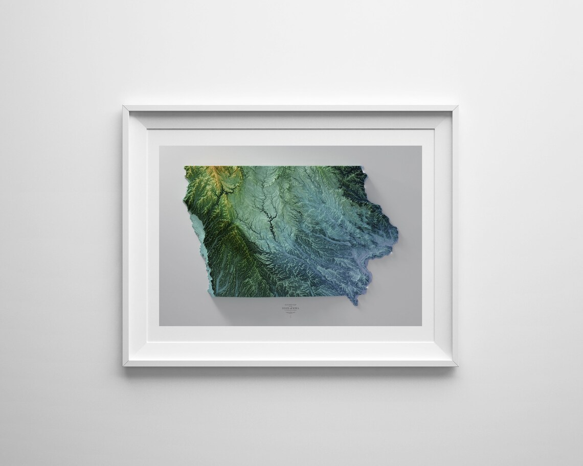 Iowa - Hypsometric Tint 10 - Etsy