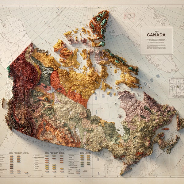 Vintage Canada Map - Etsy