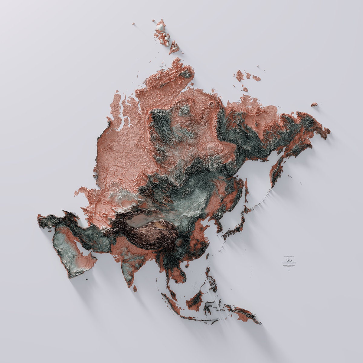 Asia Hypsometric Tint 3 | Etsy