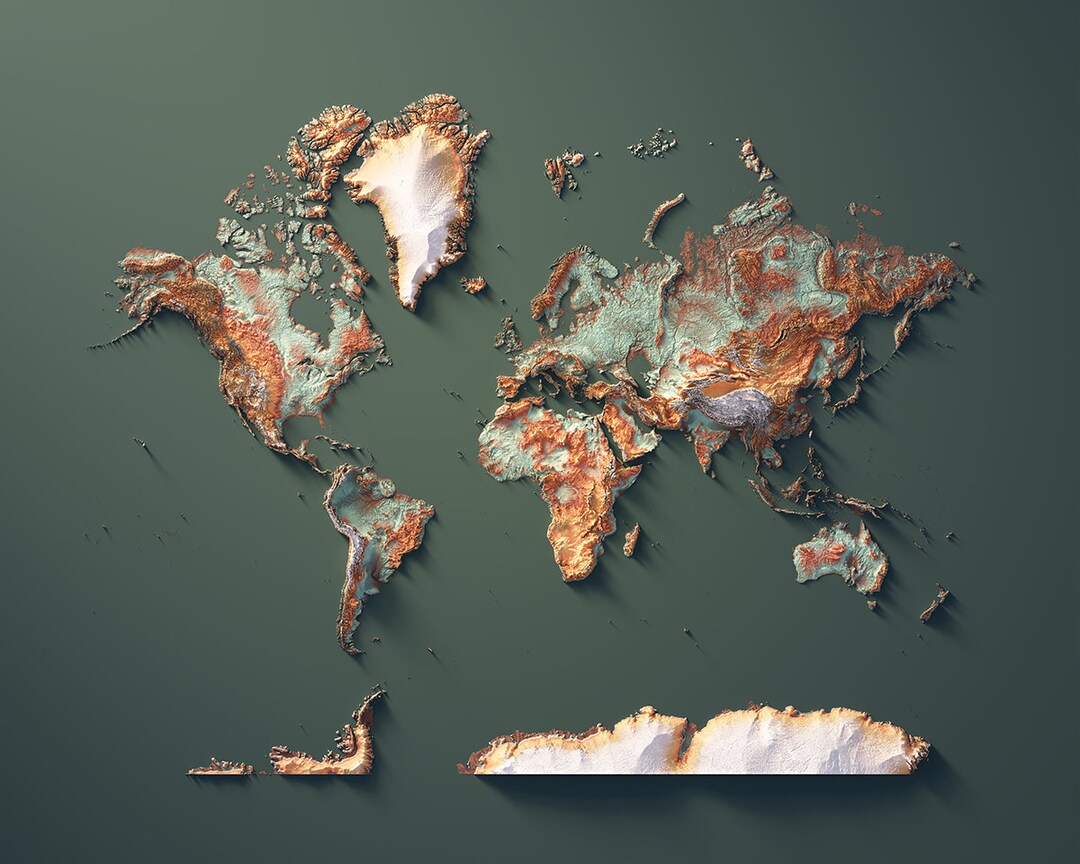 World - Mercator Projection - V2 - Etsy