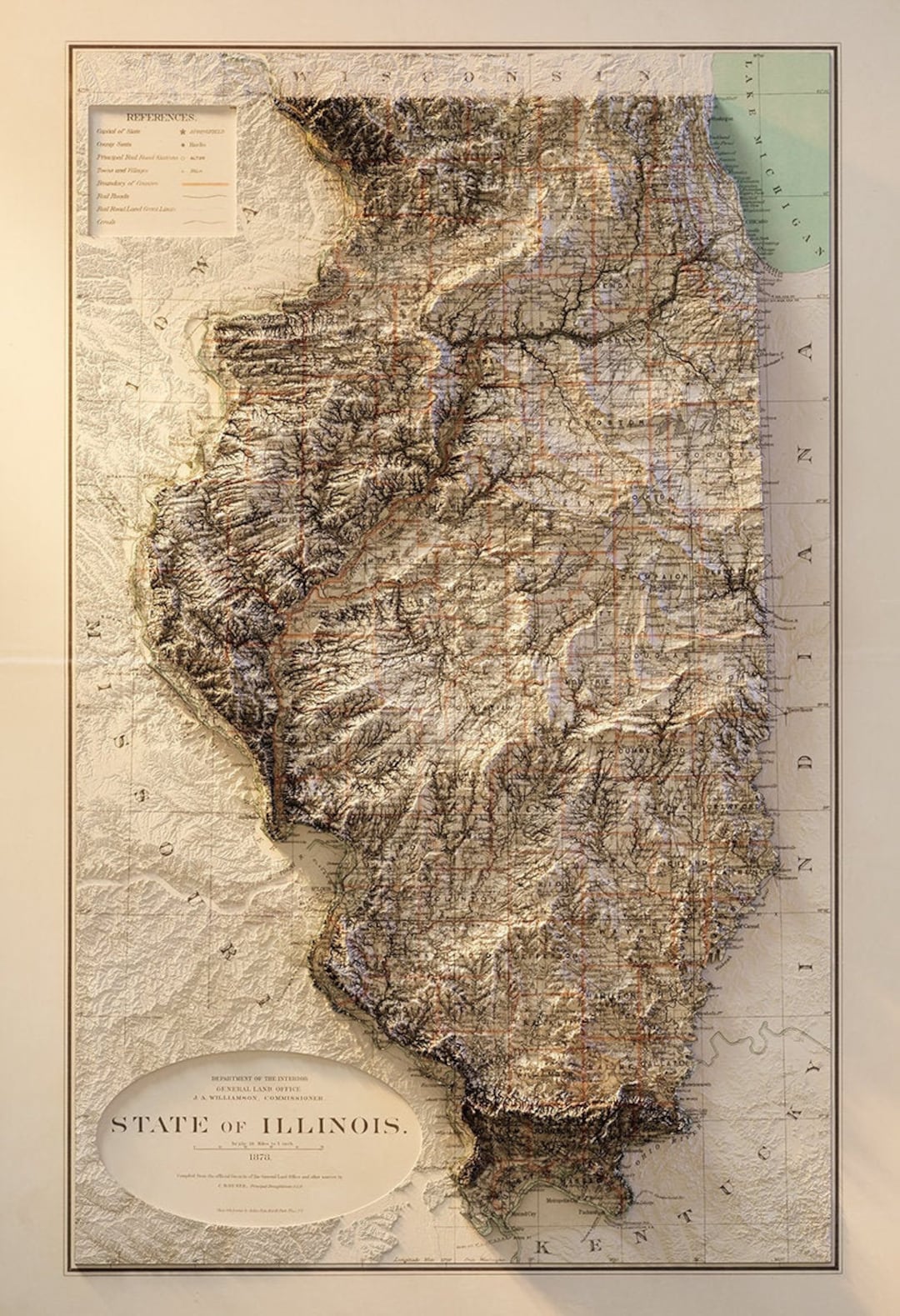 Illinois - Topography - Etsy