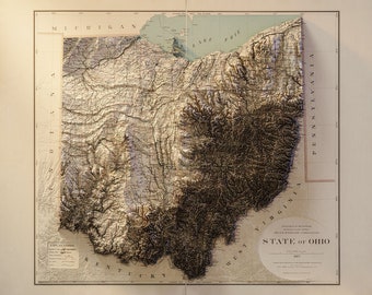 Topographical Map of Ohio Stl - Etsy