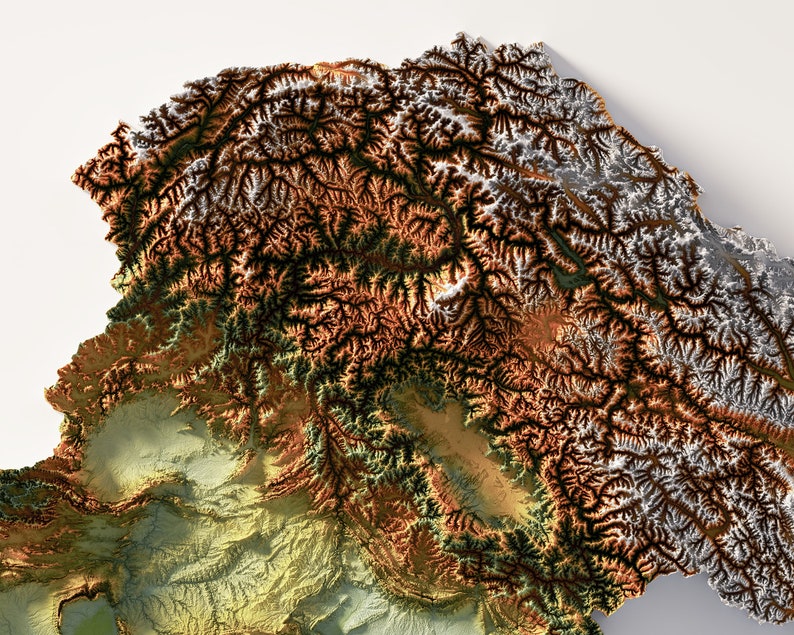 Pakistan Hypsometric Tint 1 sunset - Etsy