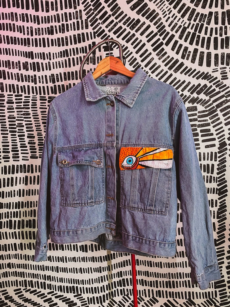 Unique Hand-painted Denim Jacket - One-of-a-kind Artwear - Adult Size ...