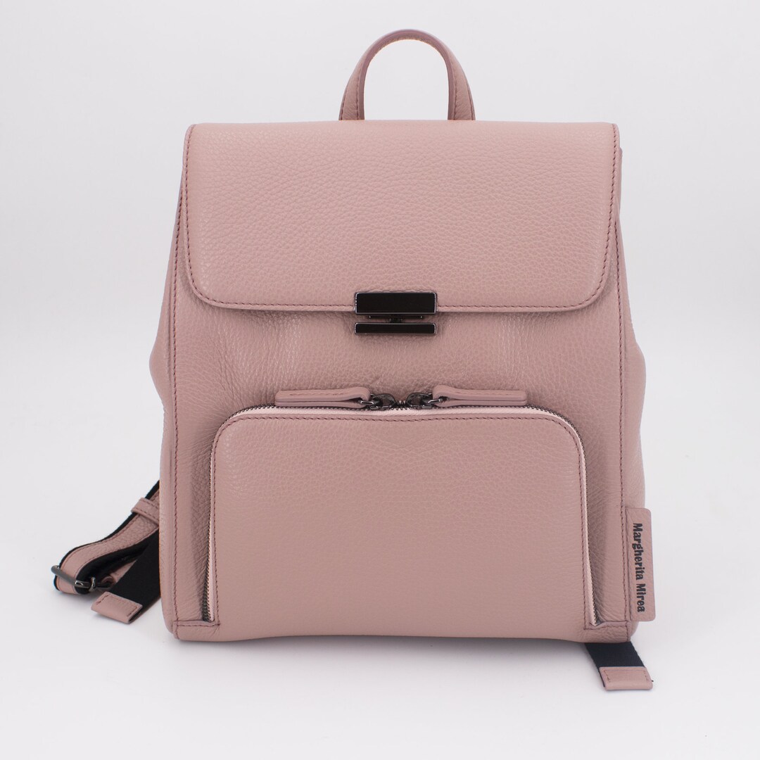 Pink Leather Backpack for Women 26 X 31 X 13 Cm W X H X D Margherita ...