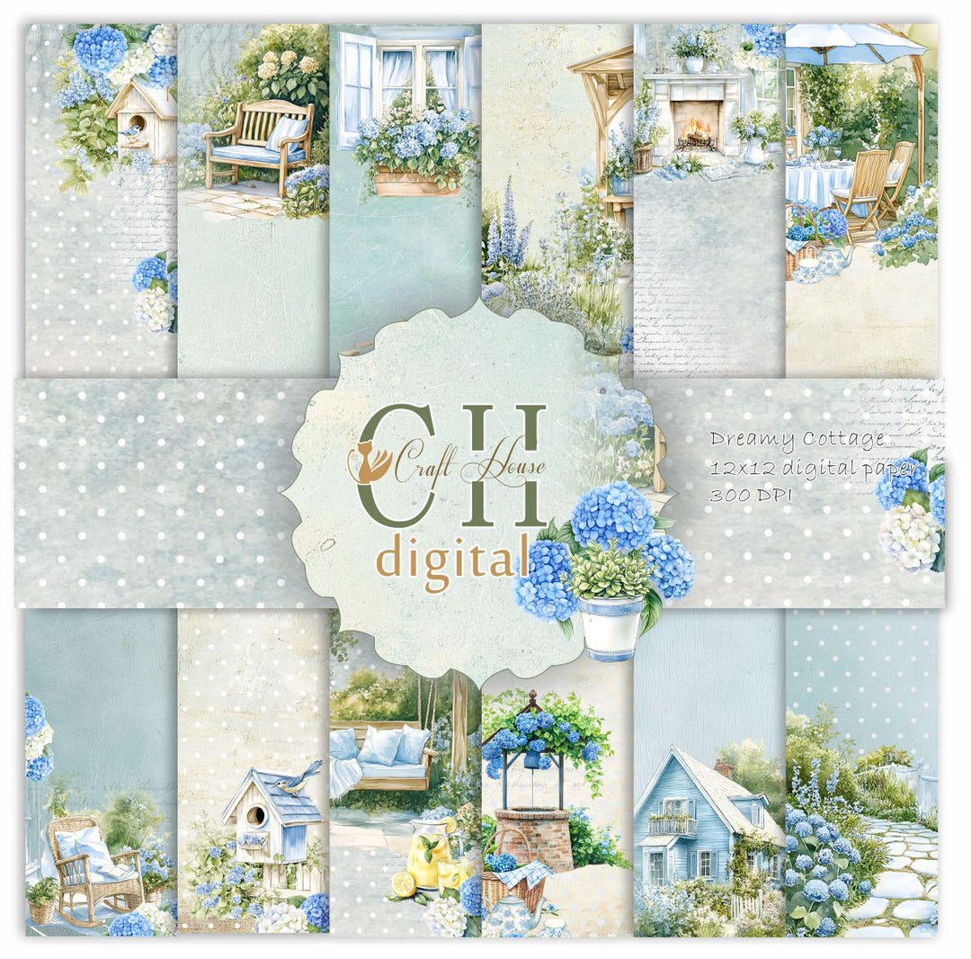 Digital Paper Pack, Printable Design,diy,scrapbooking,cottage Florals ...