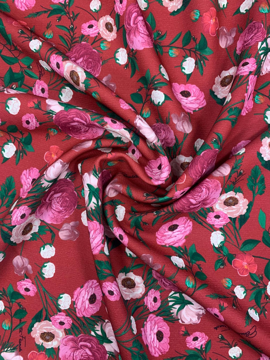 Floral Print Crepe Fabric: Elegant Designer Style, Made in Italy - Etsy