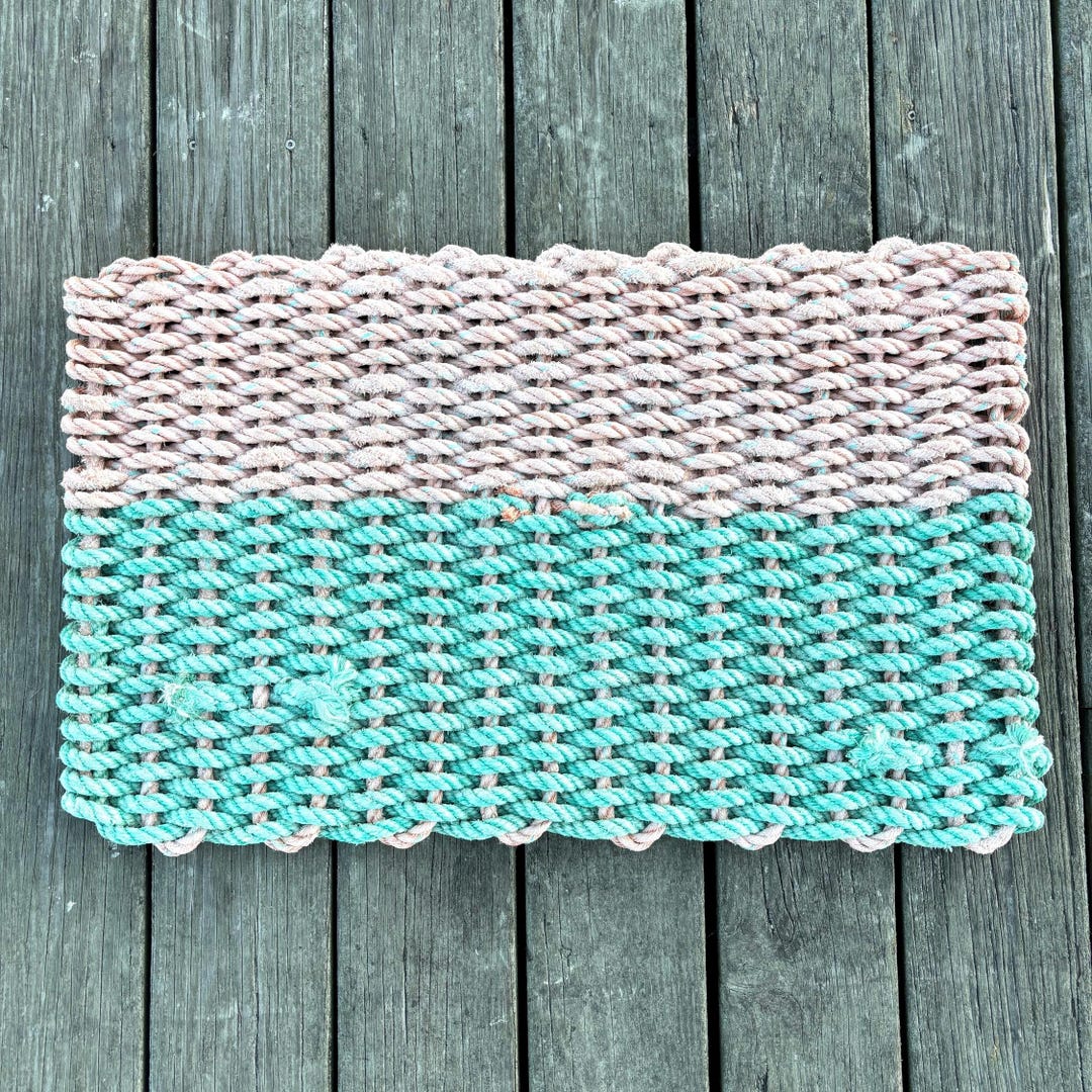 Repurposed Lobster Rope Rug, the Trawler, Green, Orange, Coastal Living ...