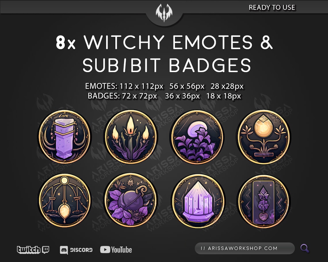 8x Witchy Talismans Emotes - Sub - Bit Badges - Twitch Assets - Instant ...