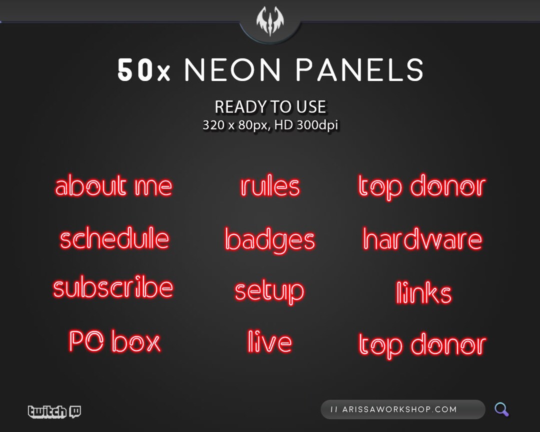 50x Red Neon Panels - Twitch Streamer Assets - Funky Bright Custom ...