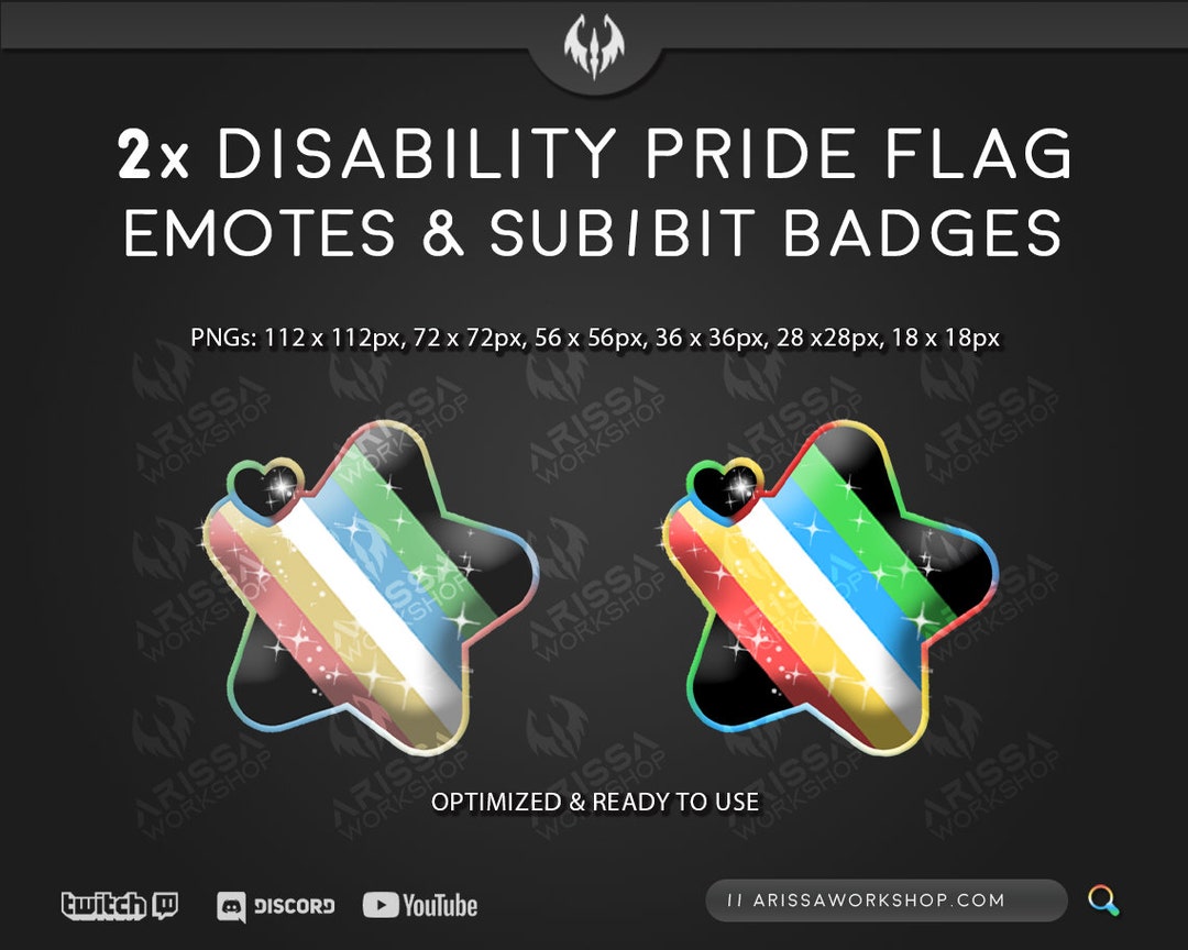 Disability Pride Emote - Pride Flag Star - Shiny Bit Subscriber Badges ...