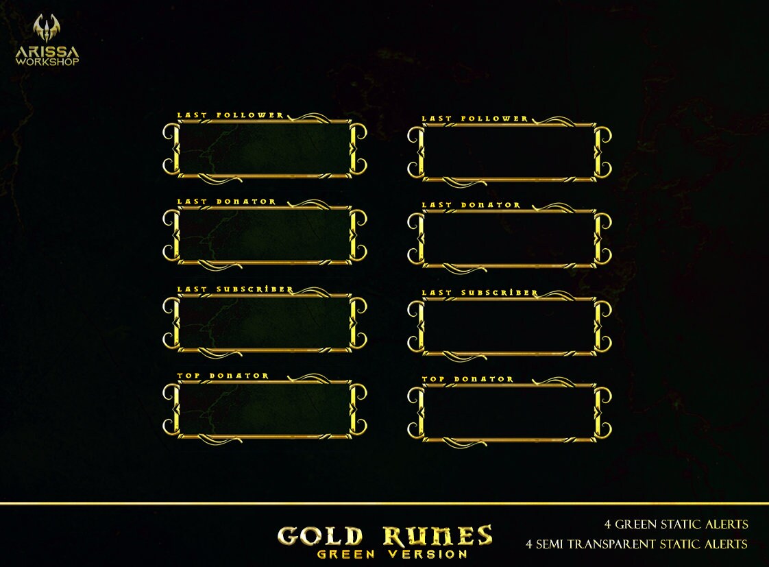 Emerald Gold Runes Twitch Stream Mega Package Overlays / - Etsy