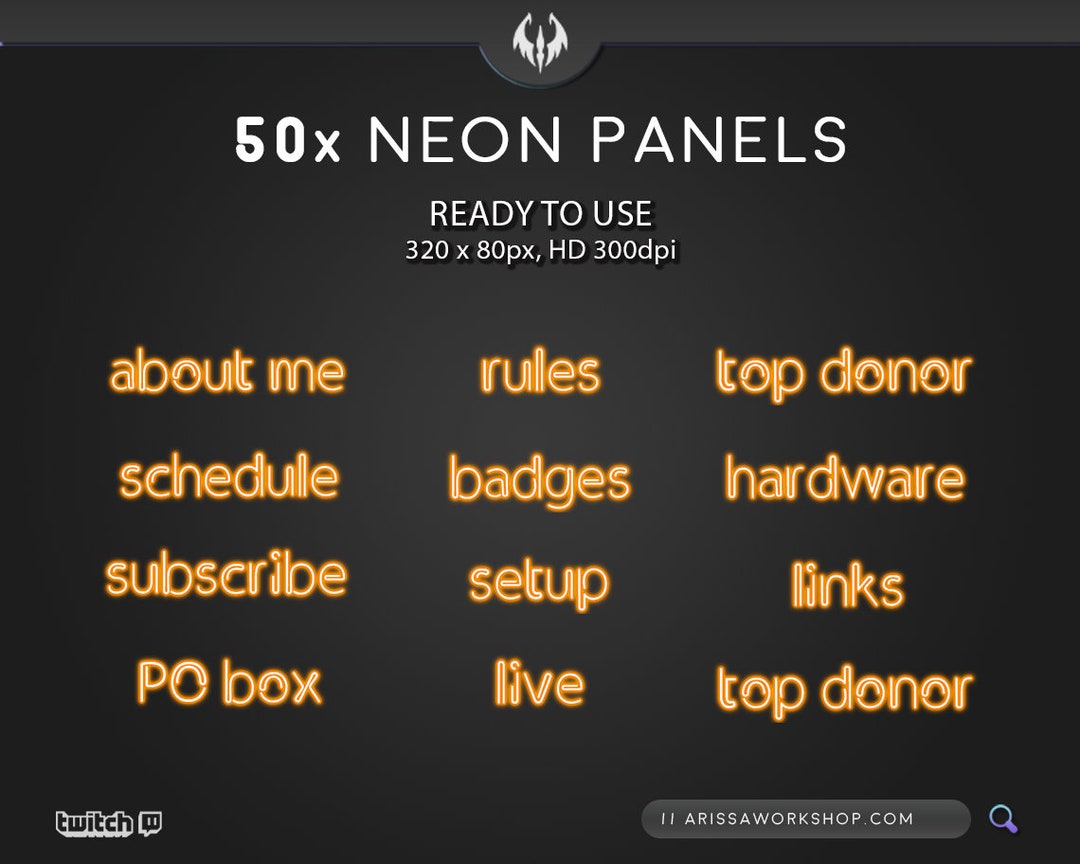 50x Orange Neon Panels - Twitch Streamer Assets - Funky Bright Custom ...