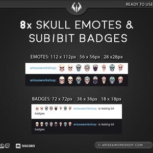 8 Mermaid Skull Emotes - Twitch Assets - Goth Sub Bit Badges - Cheer ...