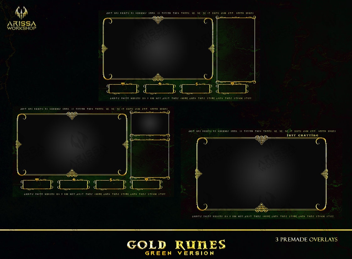 Emerald Gold Runes Twitch Stream Mega Package Overlays / - Etsy