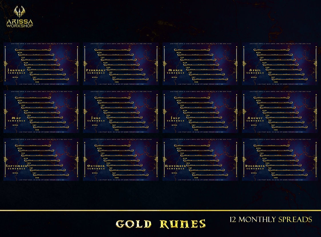 Royal Blue Gold Runes Blank Schedule Template Twitch - Etsy