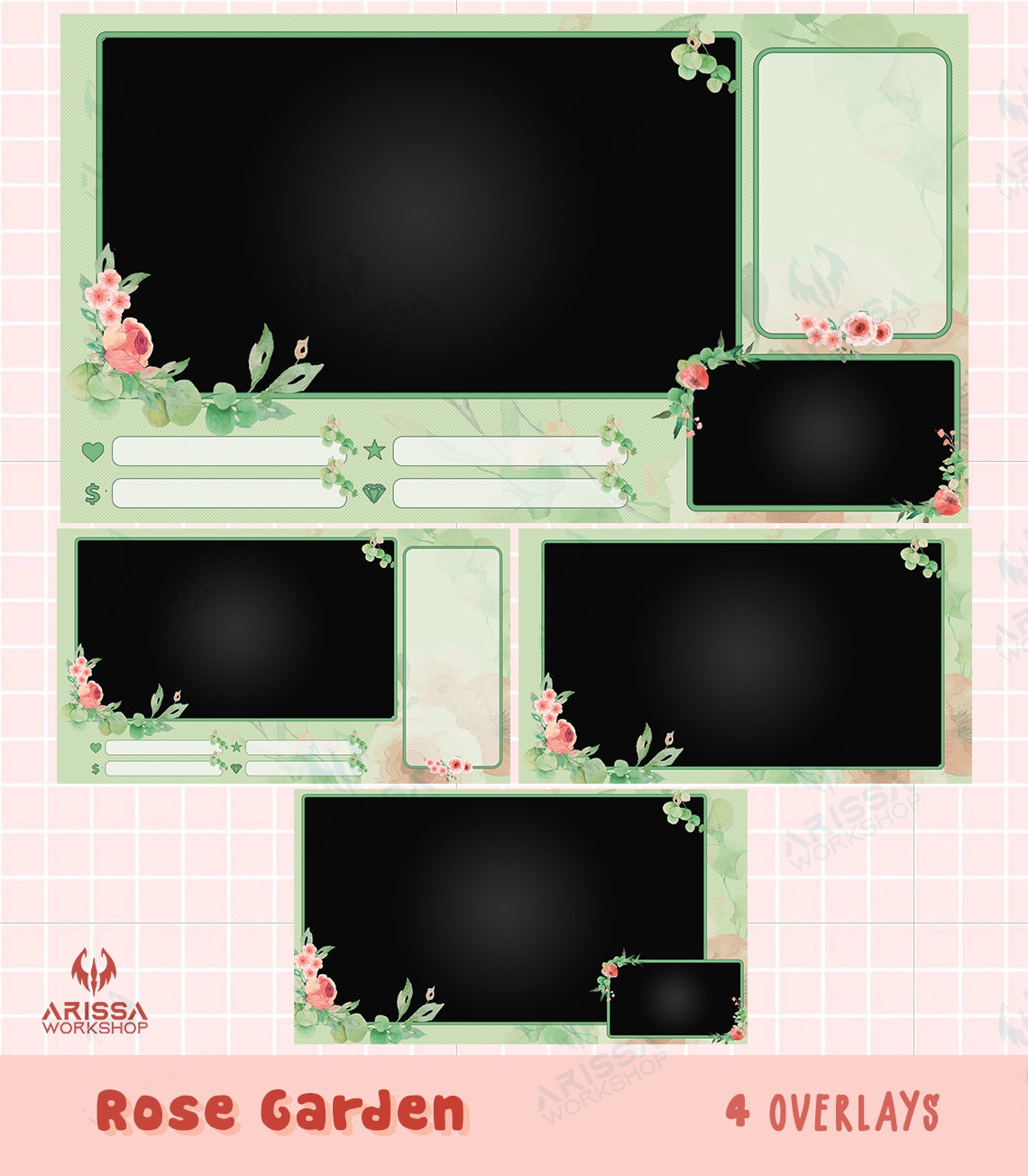 Rose Garden Twitch Stream Overlays / Cute / Galaxy / Panels / - Etsy