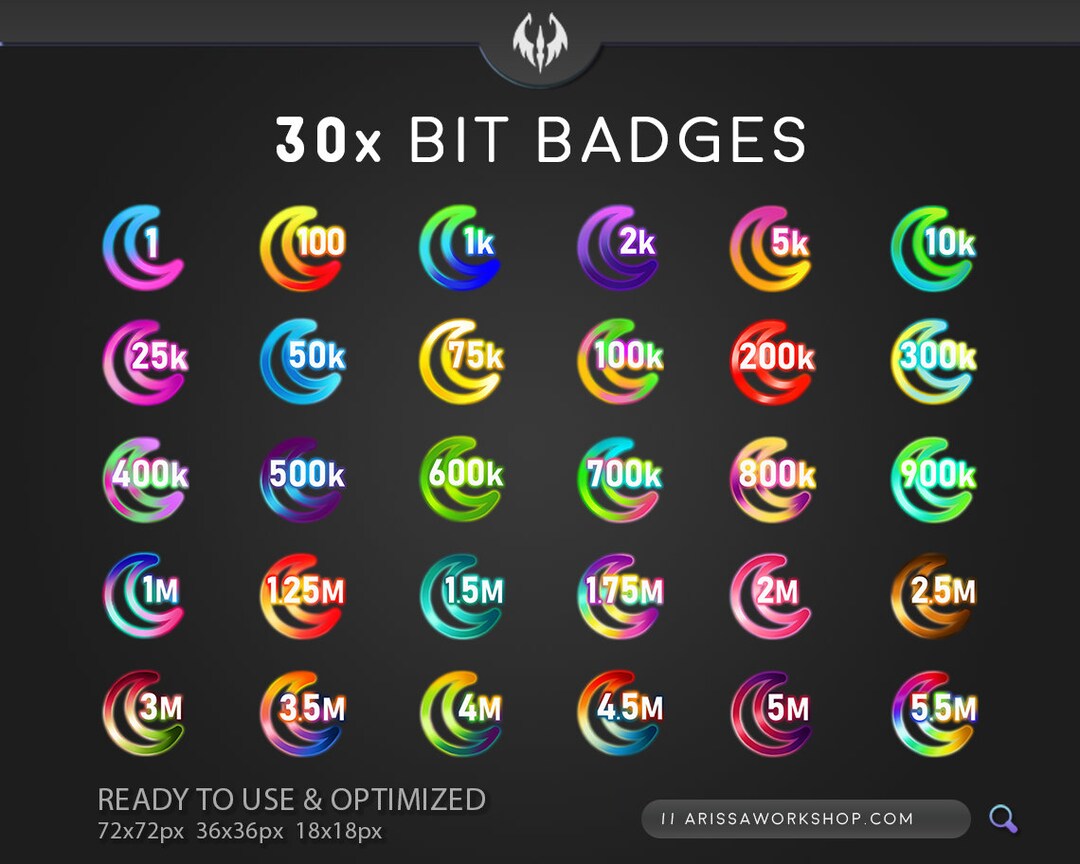 30x Neon Celestial Twitch Bit Badges - Discord - Sub Badge - Cute ...