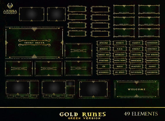 Emerald Gold Runes Twitch Stream Mega Package Overlays / - Etsy