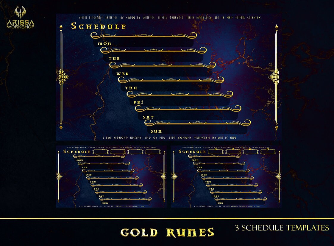 Royal Blue Gold Runes Blank Schedule Template Twitch - Etsy