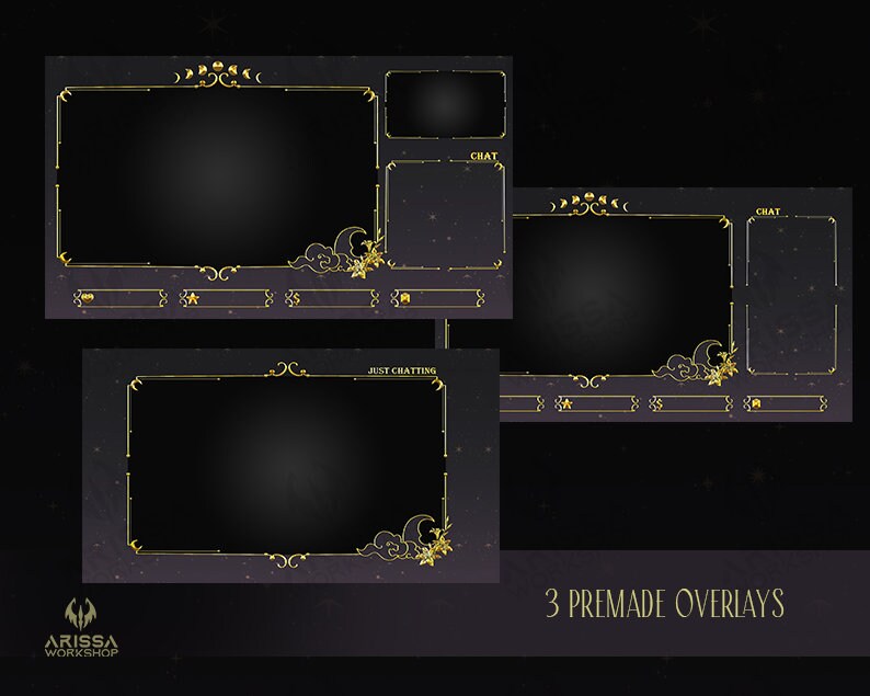 Celestial Night Twitch Stream Overlays / Moon / Galaxy / - Etsy