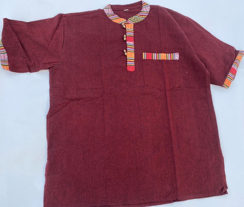 Handmade Cotton Grandad Shirt: Nepal Boho Festival Top - Etsy UK