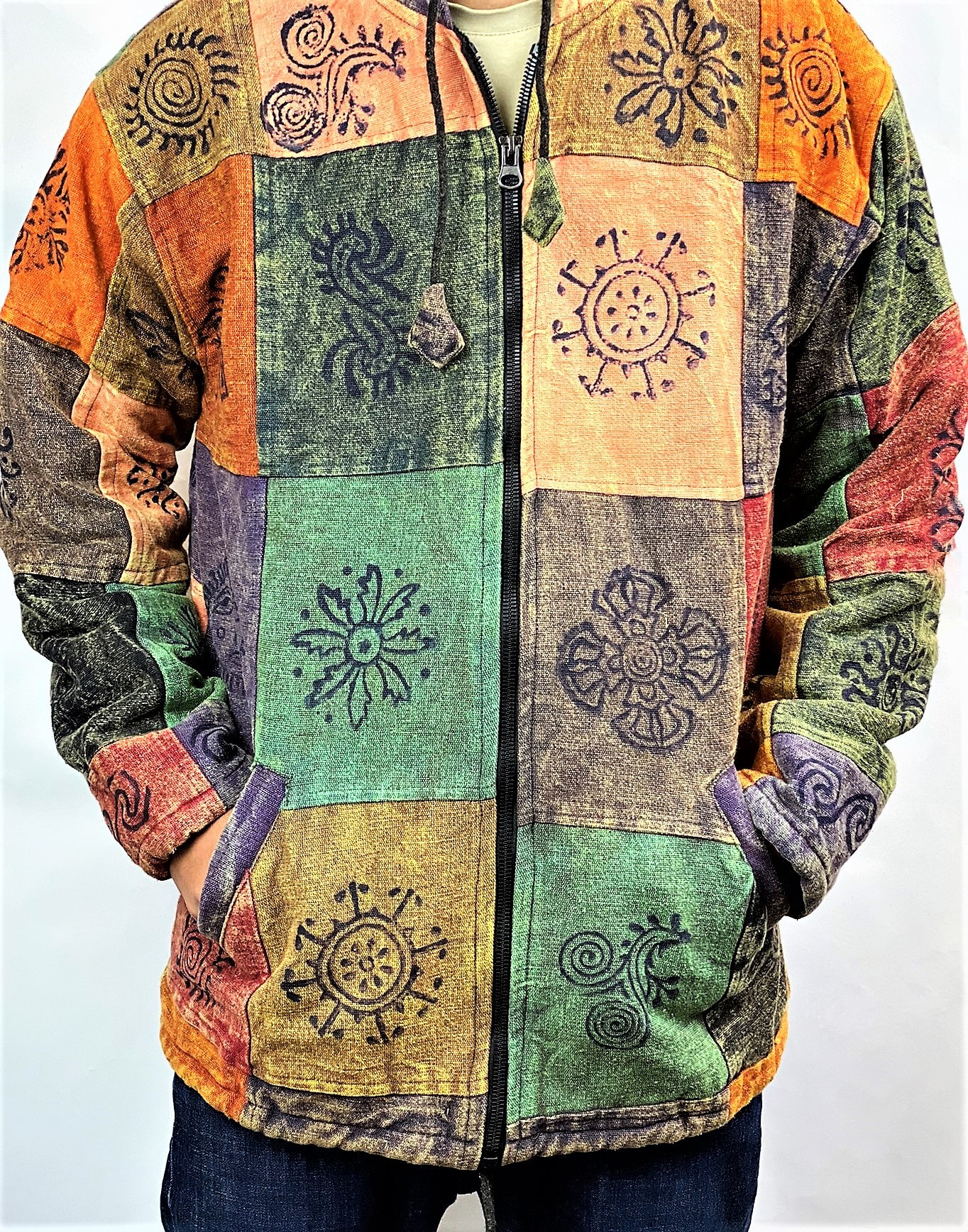 Hippy Boho Vintage Patchwork Cotton Fleece Lined Warm Coat Hippy Boho Vintage Patchwork Cotton Fleece Lined Warm Coat
