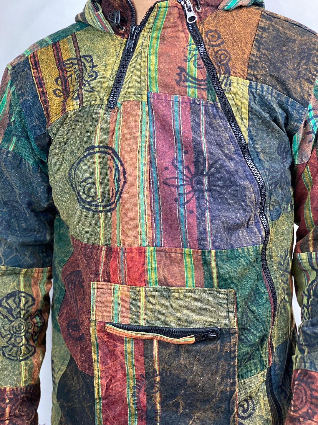 Veste vintage hippie bohème en patchwork de coton, veste faite à la ...