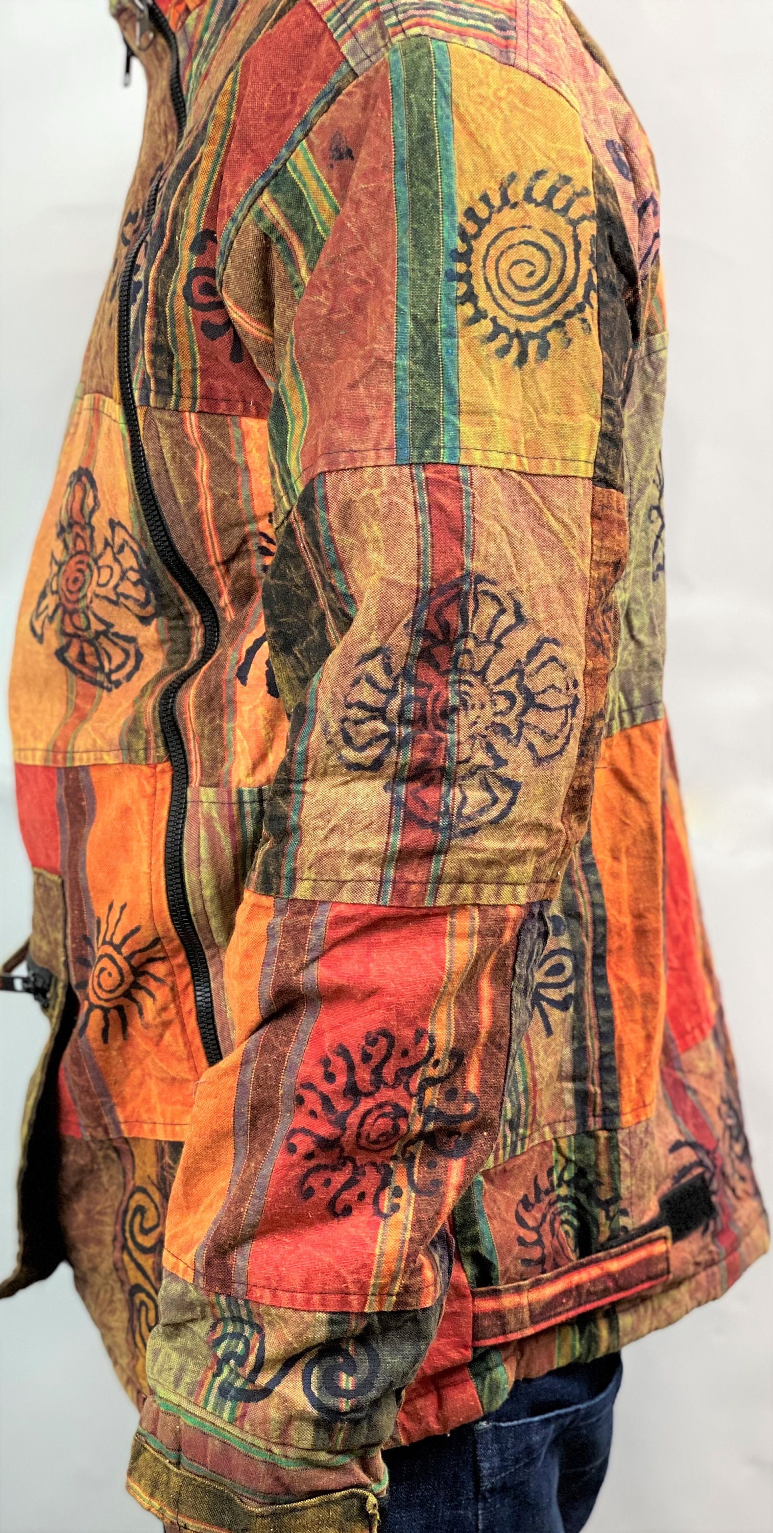 Hippy Boho Vintage Patchwork Cotton Coat Jacket Handmade Cotton Fleece ...