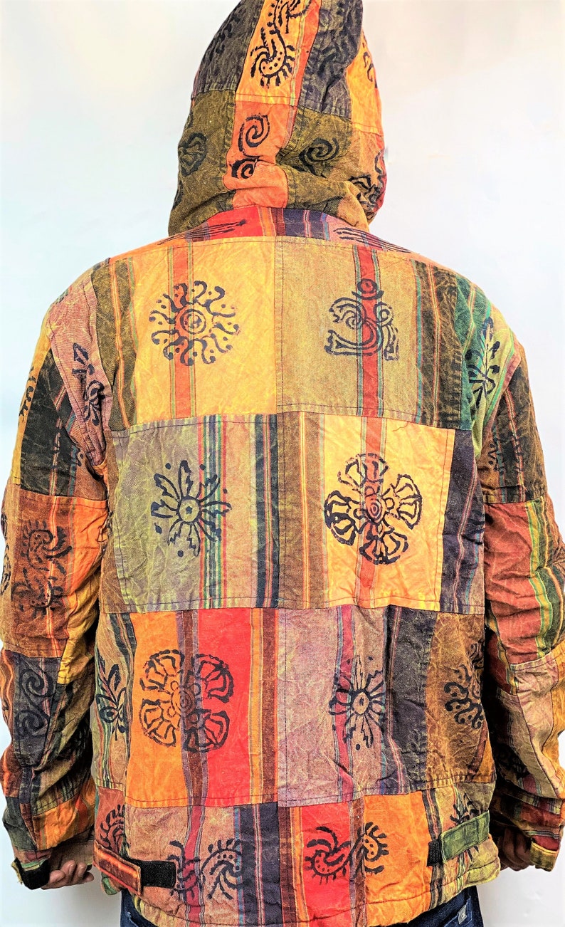 Hippy Boho Vintage Patchwork Cotton Coat Jacket Handmade Cotton Fleece ...