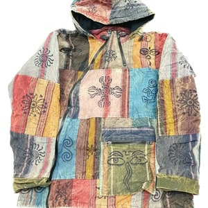 Hippy Boho Vintage Patchwork Cotton Coat Jacket Handmade Cotton Fleece ...