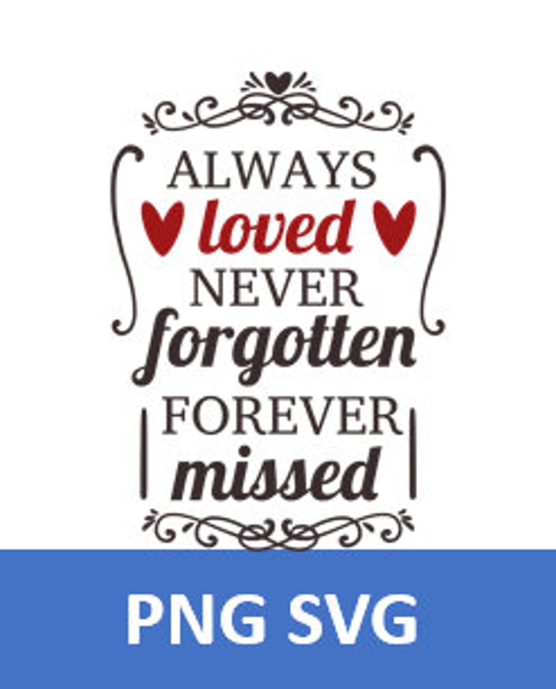 Always Loved Never Forgotten Forever Missed SVG, Png,memorial Svg, Rest ...