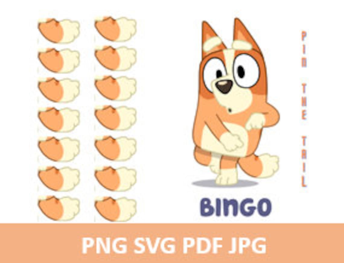 Bingo Pin the Tail on Bingo Party Favors Bluey Birthday Party Games ...