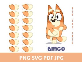 Bingo Pin the Tail on Bingo Party Favors Bluey Birthday Party Games ...