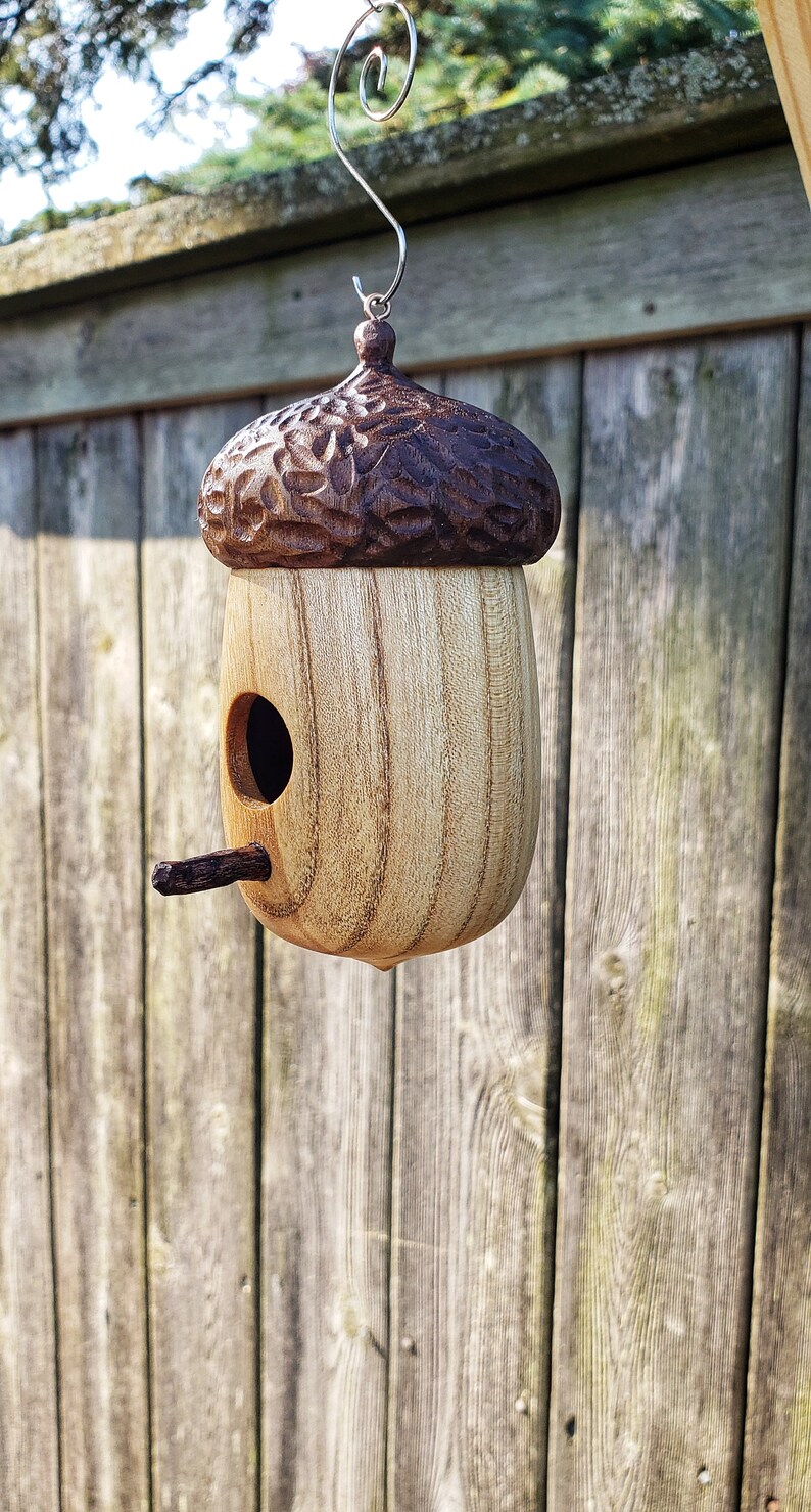 Wood Turning / Wood Carving- Woodturned Birdhouse, Acorn, Small ...