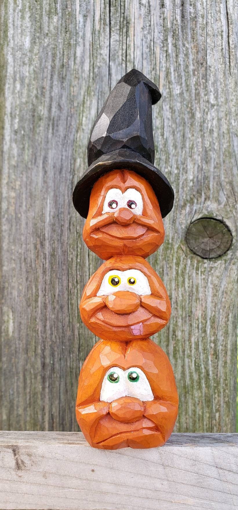 Wood Carving - Stacked Pumpkins; Pumpkins, Handcarved, Basswood ...