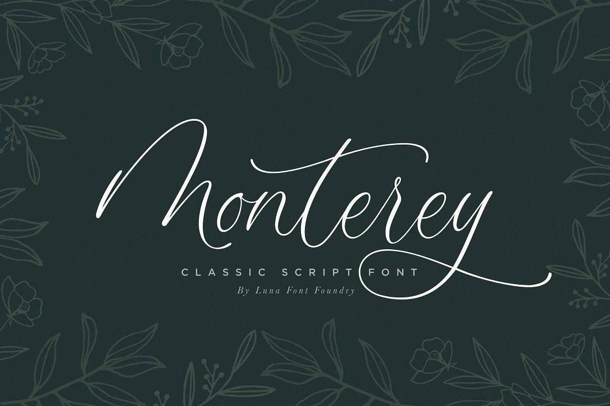 Monterey Script Font Calligraphy Font Handlettered Font | Etsy