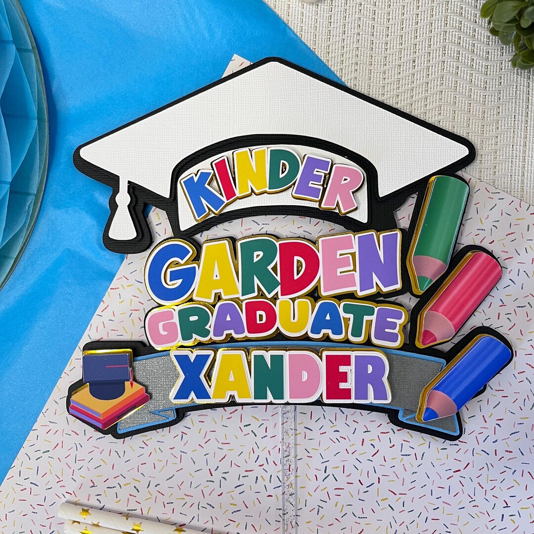 Kindergarten Graduation Cake Topper Personalized Name Colorful School ...