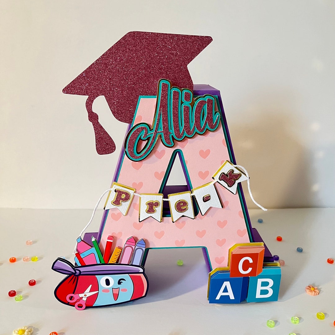 Personalized 3D Letter for Kindergarten, Preschool Graduation Party ...