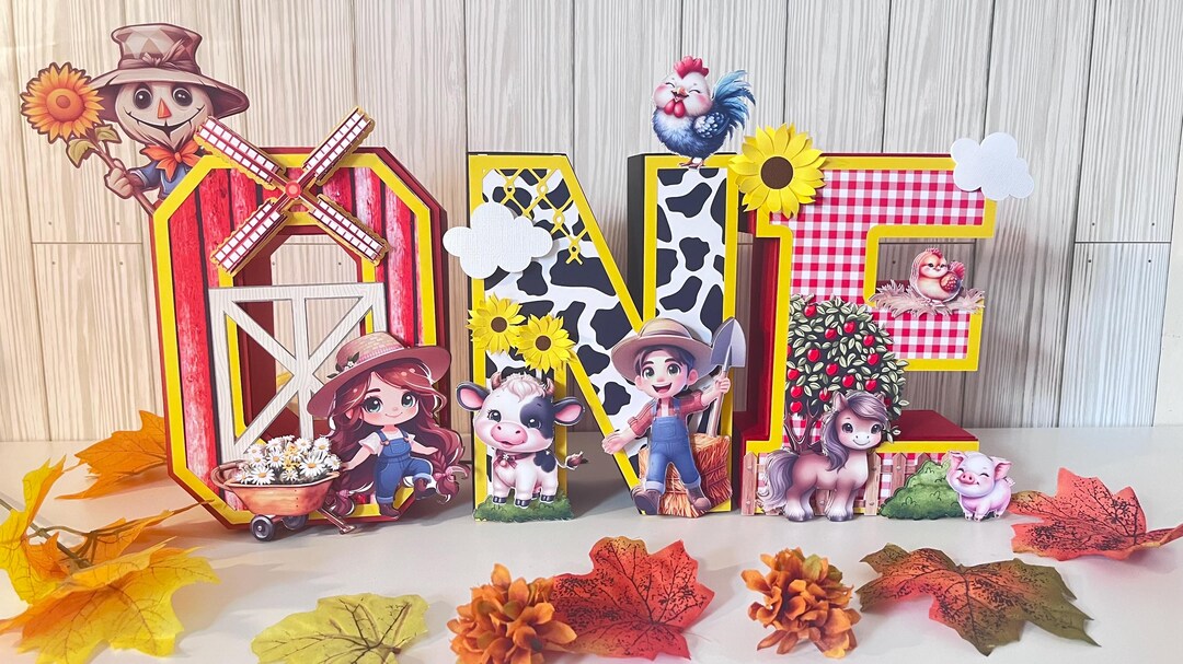 Rustic 3D Farm Letter for Birthday Parties, Barnyard Themed Events ...