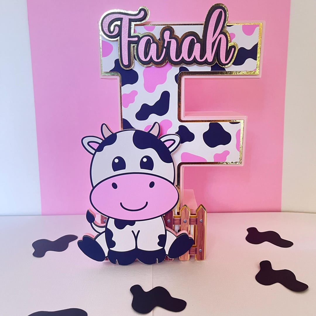 Cow Theme Birthday Party, Cow Print Party Decor, Personalized 3D Letter ...