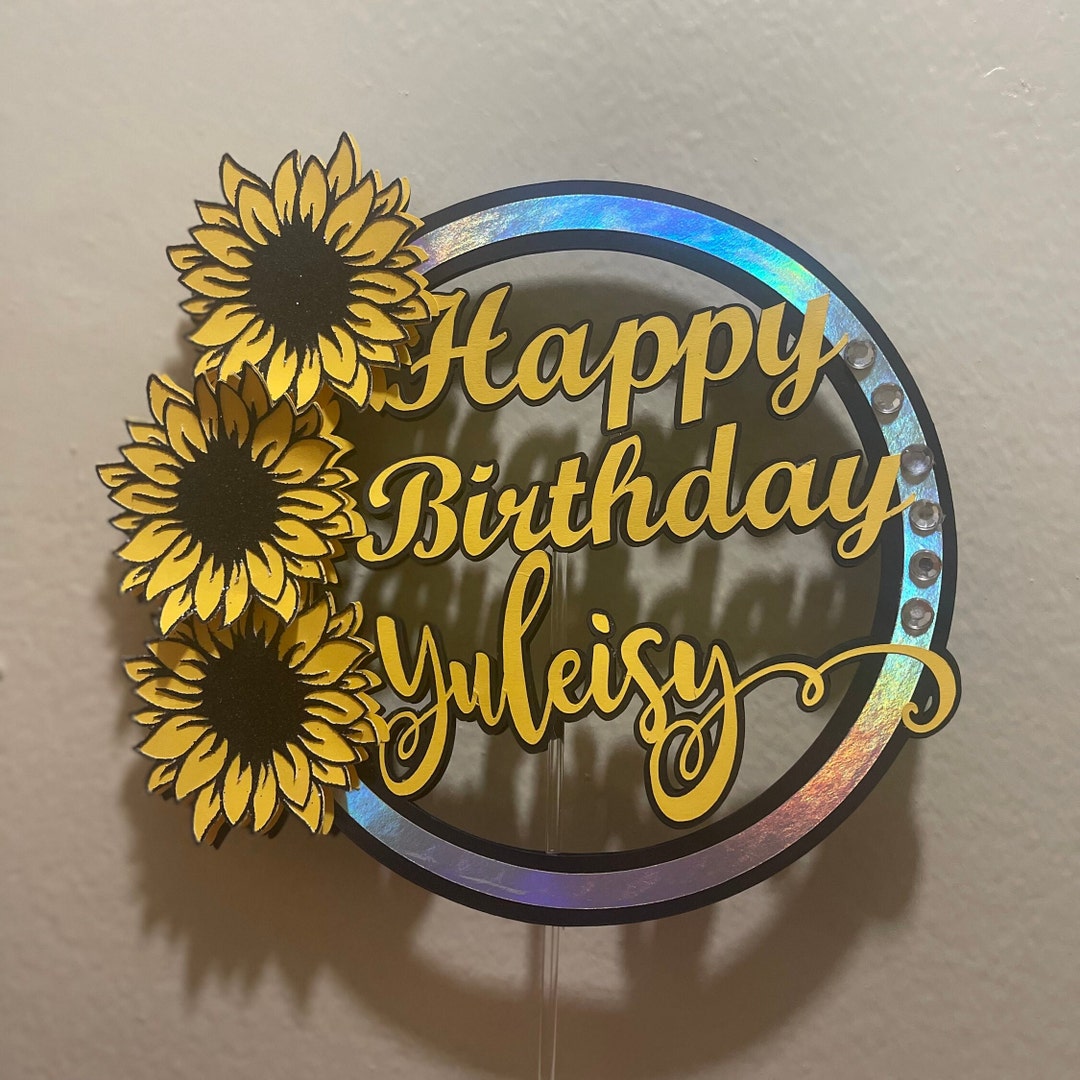Sunflower Cake Topper, Personalized Sunflower Topper, Sunflower ...